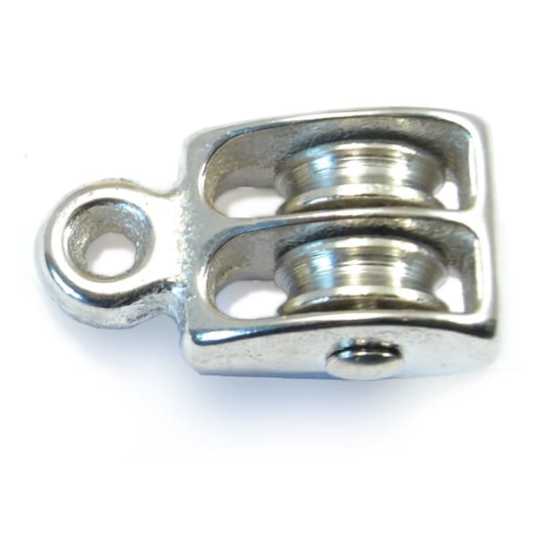 Midwest Fastener 3/4" Nickel Fixed Eye Double Pulley 5PK 52229 | Zoro