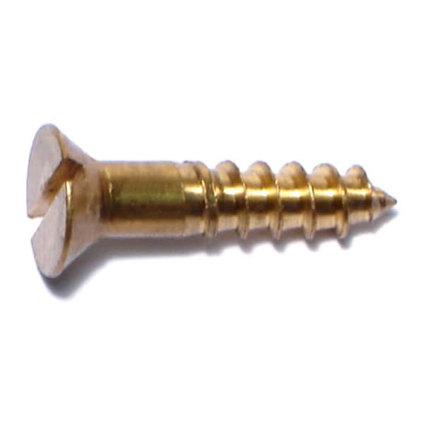 Midwest Fastener Wood Screw, #12, 1 in, Plain Brass Flat Head Slotted ...