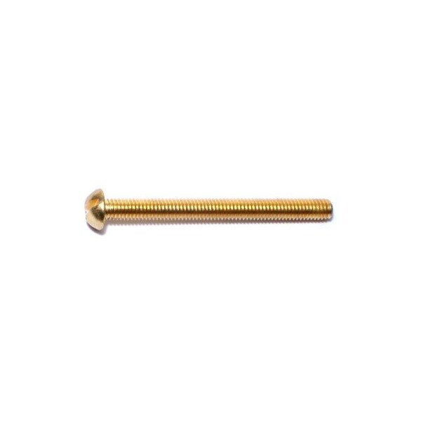 Midwest Fastener #10-32 x 2 in Slotted Round Machine Screw, Plain Brass ...