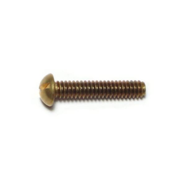 Midwest Fastener #10-24 x 1 in Slotted Round Machine Screw, Plain Brass ...