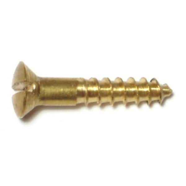 Midwest Fastener Wood Screw, #6, 3/4 in, Plain Brass Oval Head Slotted ...