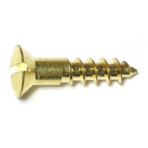Midwest Fastener Wood Screw, #12, 1 in, Plain Brass Oval Head Slotted ...