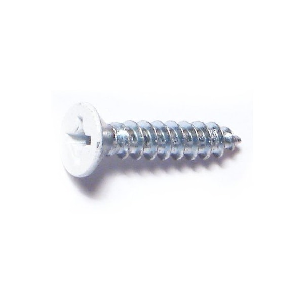 Midwest Fastener Wood Screw, #7, 3/4 in, White Steel Flat Head Phillips ...