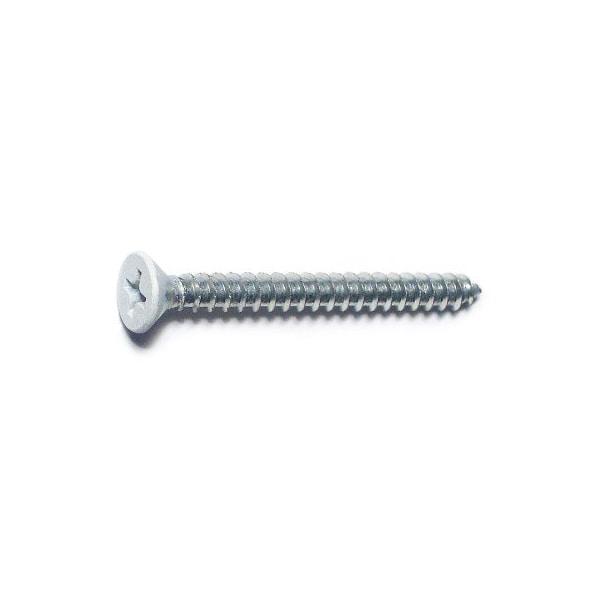 Midwest Fastener Wood Screw, #9, 1-3/4 in, White Steel Flat Head ...
