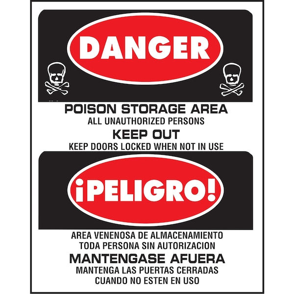 Hy-Ko Danger Poison Storage Area Bilingual Sign 14.5" x 18.5", 5PK ...