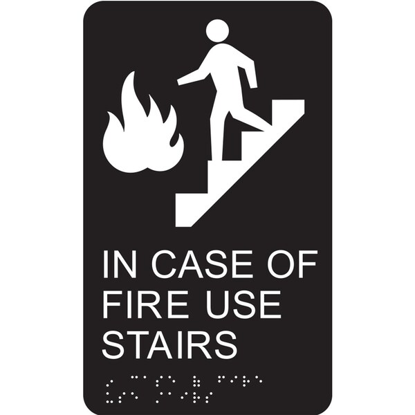Hy-Ko Braille Use Stairs Signs 6" x 9", 3PK A20022 | Zoro