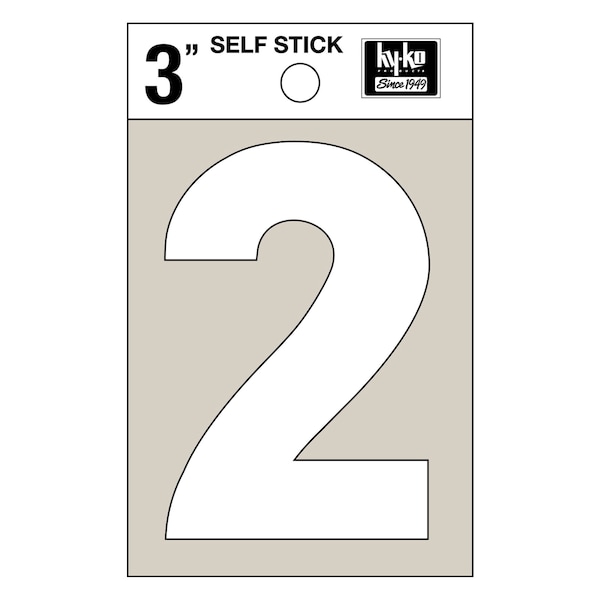 Hy-Ko 3In White Vinyl Number 2, 10PK A30502 | Zoro