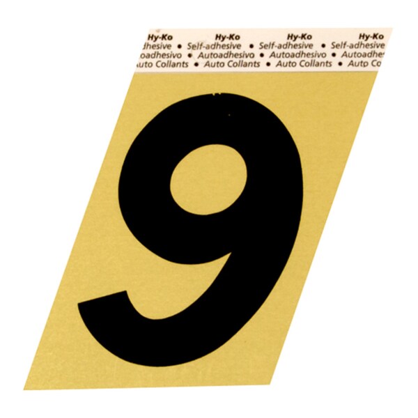 Hy-Ko 3.5In Gold Aluminum Number 9, 10PK B00216 | Zoro
