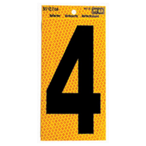 Hy-Ko 5In Yellow Reflective Number 4, 10PK B00754 | Zoro