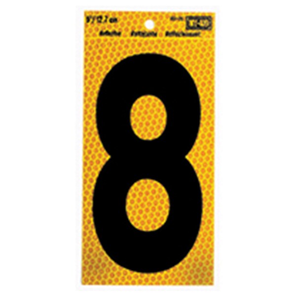 Hy-Ko 5In Yellow Reflective Number 8, 10PK B00758 | Zoro