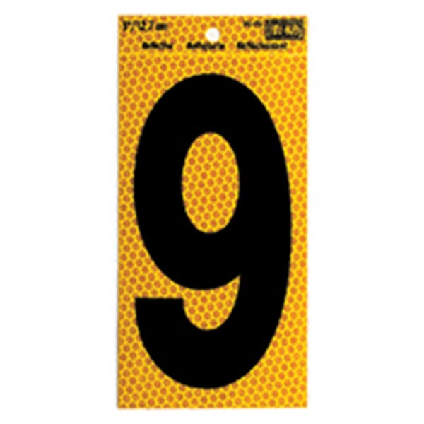 Hy-Ko 5In Yellow Reflective Number 9, 10PK B00759 | Zoro