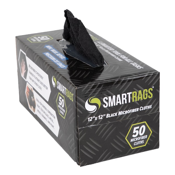Smart Rags Box Microfiber Rags Black, 50PK M950BLK | Zoro