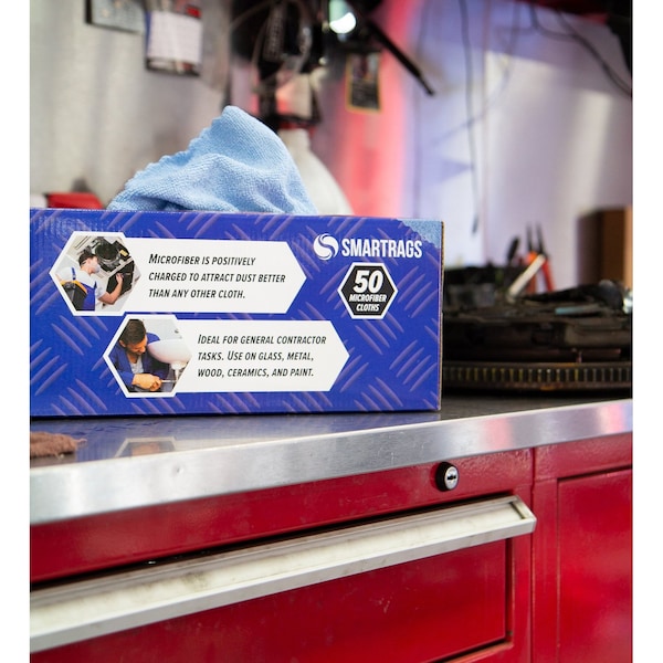 Smart Rags Box Microfiber Rags Blue, 50PK M950B | Zoro