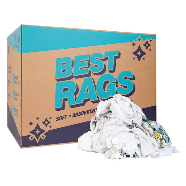 Monarch Brands T-Shirt Reclaimed Rags - White - 50 lb Box R2-W50-50 | Zoro
