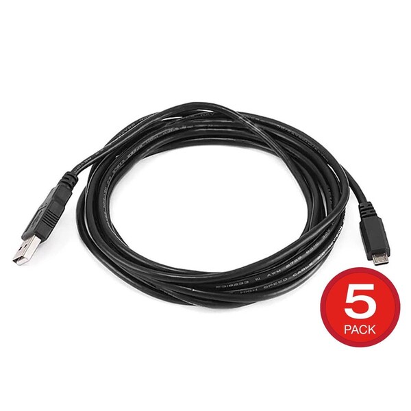 Monoprice USB Type-A to Micro Type-B 2.0 Cbl - 5-Pin 28/28AWG Blk 10ft ...