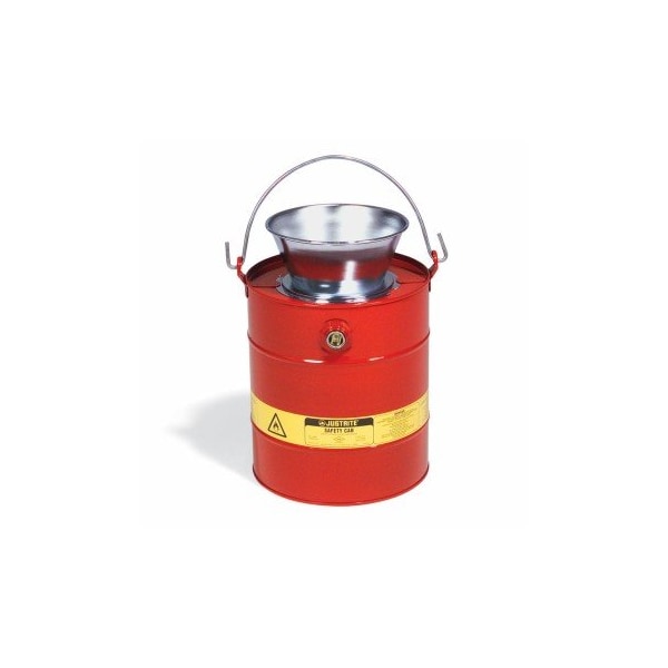 Justrite Drain Can, Steel, 5 gal, Red, 11.625 in Dia., Solvents CAN166 ...