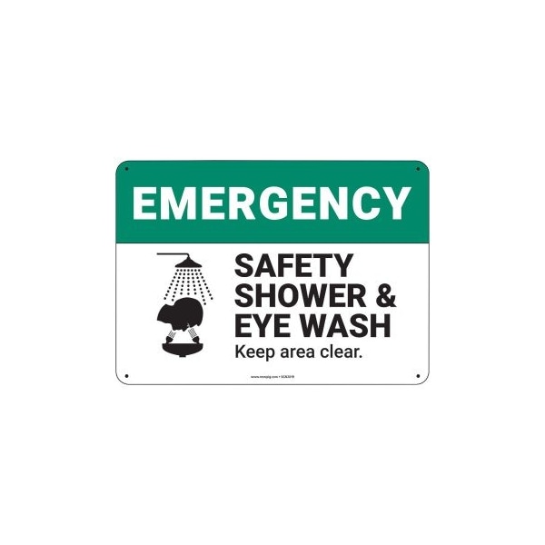 Pig Safety Shower & Eye Wash Sign 14" x 10" Aluminum 14" L x 10" H ...