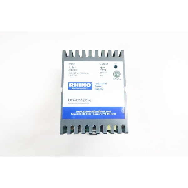 Rhino 100-240V-Ac 2A Amp 24V-Dc 50W Ac To Dc Power Supply PS24-050D | Zoro