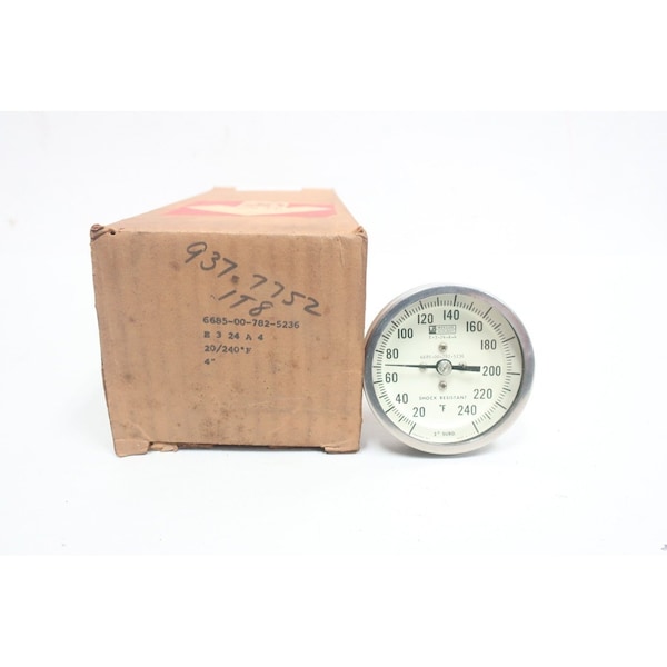 Weksler 3In 1/2In 4In 20-240F Npt Bimetal Thermometer 6685-00-782-5236 ...