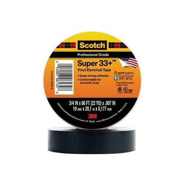 3M Scotch Super 33+ Vinyl Electrical Tape, 3/4 in x 66 ft 7010377125 | Zoro