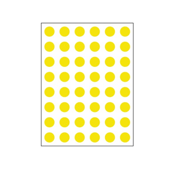 Nevs 1/4" Color Coding Dots Yellow - Sheet Form DOT-14M Yellow | Zoro