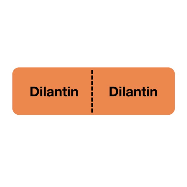 Nevs IV Drug Line Label - Dilantin/Dilantin 7/8" x 3" Flr Orange w ...