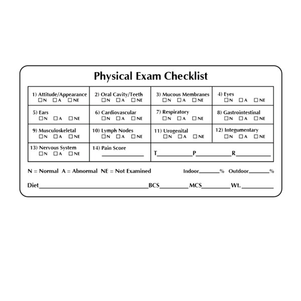 Nevs Label, Physical Exam Checklist 2" x 3" White w/Red VW-0112 | Zoro