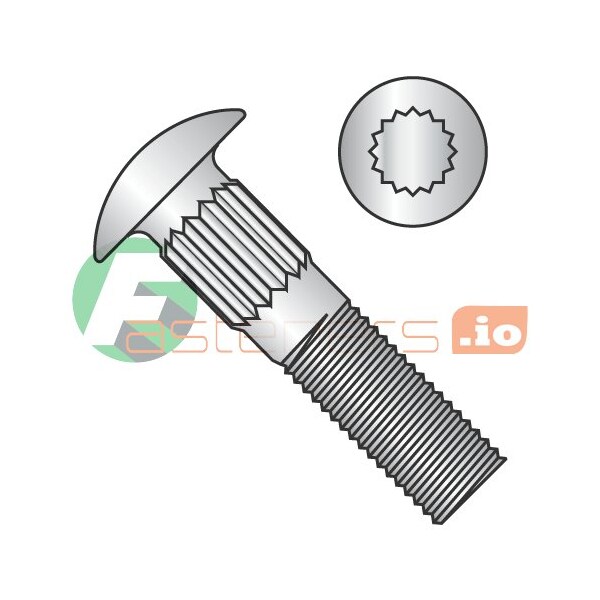 Newport Fasteners Carriage Bolt, Ribbed Neck, 3/8"-16, 1 in L, 18-8 ...