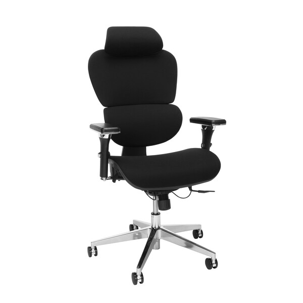 Ofm Upholstered Ergo Chair with Headrest, Black 540-F-BLK | Zoro