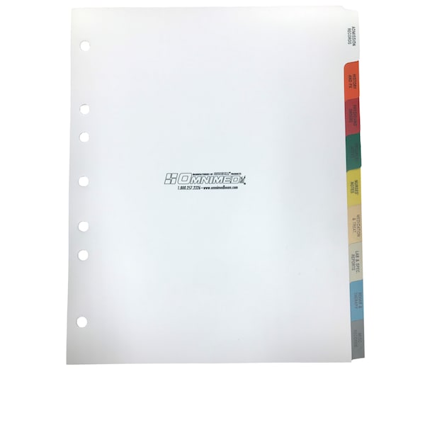 Omnimed Medical Chart Divider Set, 9 Tab, Preprinted Poly, Side Open ...