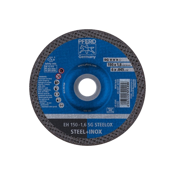 Pferd Abrasive Cut-Off Wheel, Type 27, 6 in Dia, 0.045 in Thick, 7/8 in ...