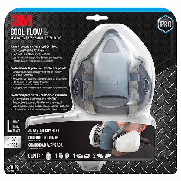 3M Large Tekk Protection Cool Flow Professional Paint Respirator ...