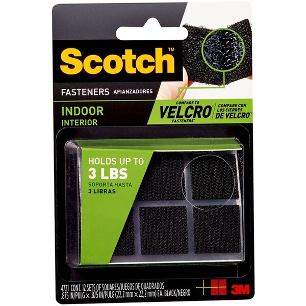 3M 7/8X7/8 in. Indoor Fastener Bl 12Set RF4721 | Zoro