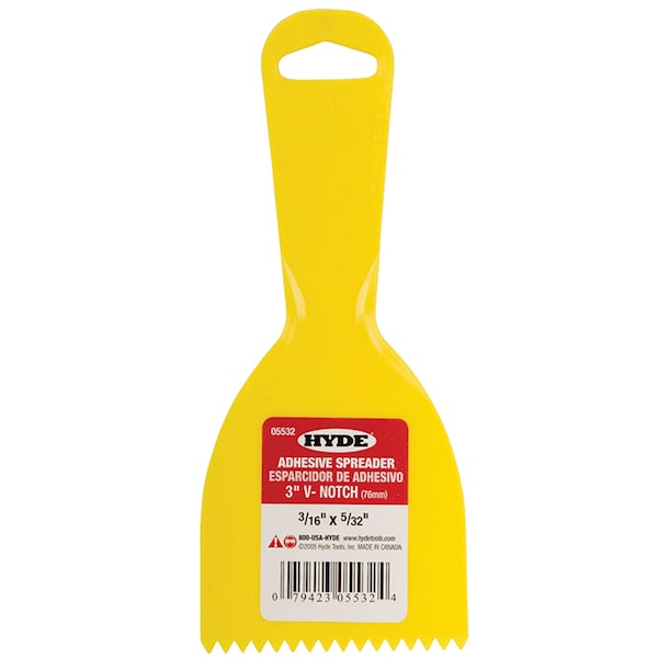 Hyde 3" Value Series Plastic Adhesive Spreader, V-Notch 3/16" x 5/32 ...