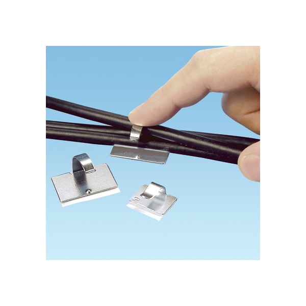 Panduit Cable Clip, Steel, 0.62 in Bundle Dia., Silver, 1-3/16 in L ...