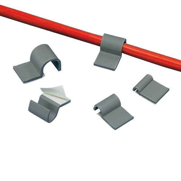 Panduit Cable Clip, PVC, 0.12 in Bundle Dia., Light Gray, 0.77 in L ...
