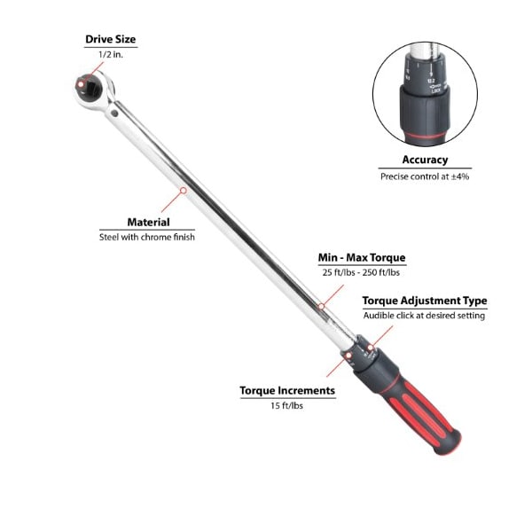 Performance Tool 1/2 In Dr. Torque Wrench, M199 M199 | Zoro
