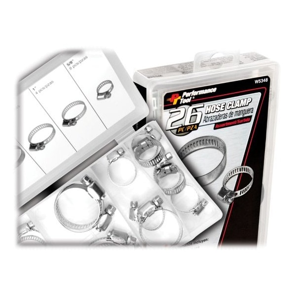 Performance Tool 26-Pc Hose Clamp Assortment W5348 | Zoro
