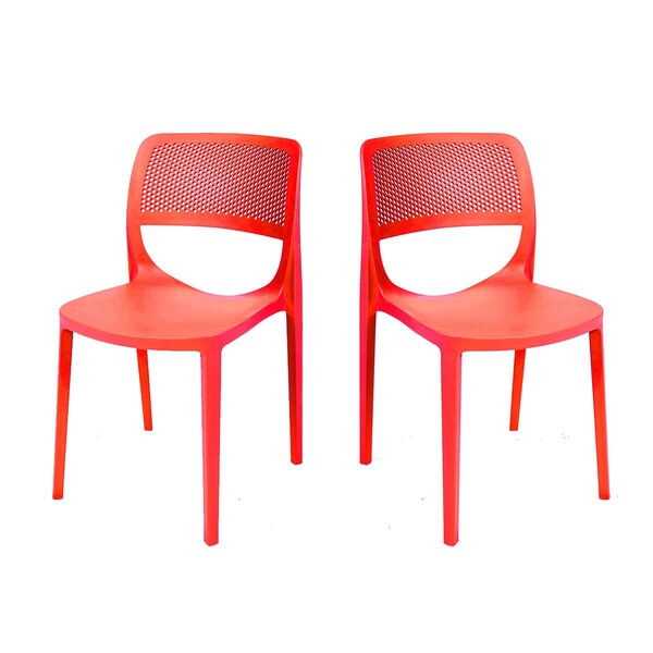 Rainbow Outdoor Mila Set of 2 Stackable Side Chair-Red RBO-MILA-RED-SC ...