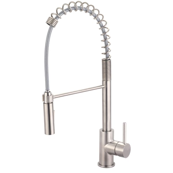 Olympia Single Handle Pre-Rinse Spring Pull-Down Kitchen Faucet in PVD ...