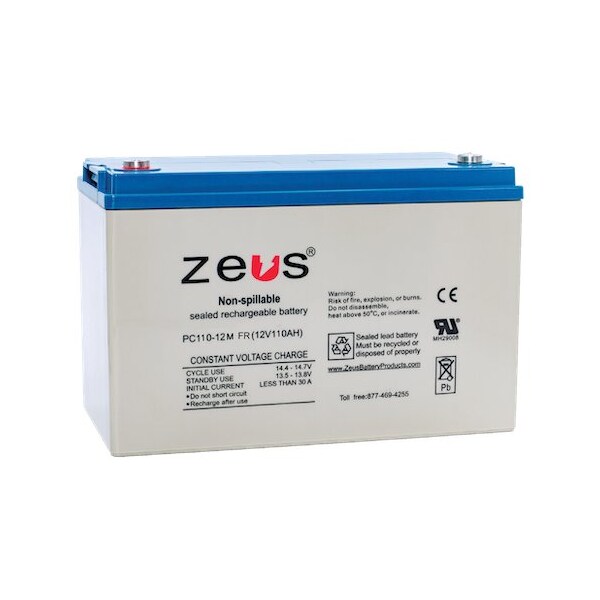 Zeus Battery Products 110Ah 12V M8 Sealed Lead Acid Battery PC110-12M ...