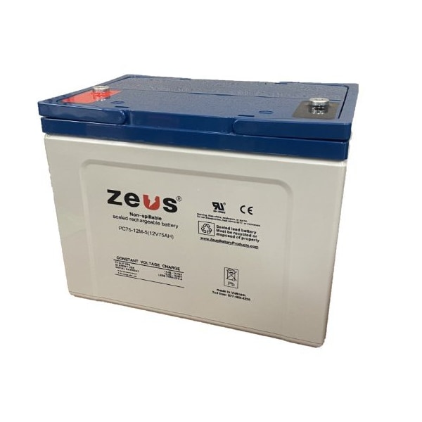 Zeus Battery Products 75Ah 12V M6 Sealed Lead Acid Battery PC75-12M | Zoro