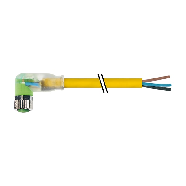 Murr Elektronik M8 female 90° with cable LED, PUR 3x0.25 ye UL/CSA+drag ...
