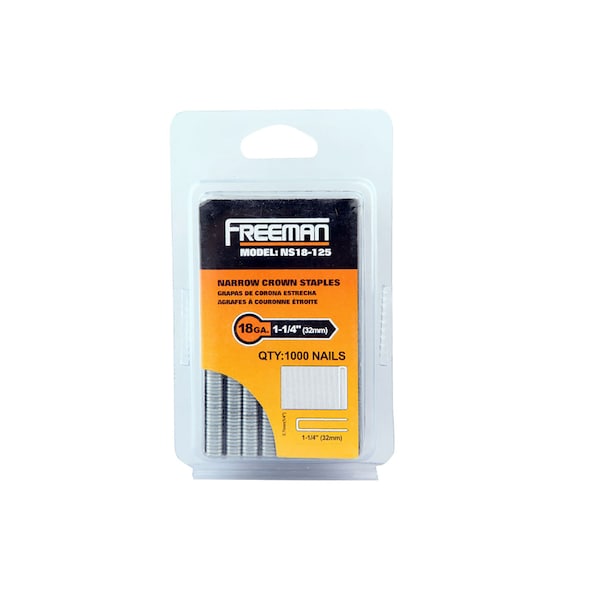 FREEMAN 1-1/4 in x 1/4 in Staples : 18 ga Steel - NS18-125