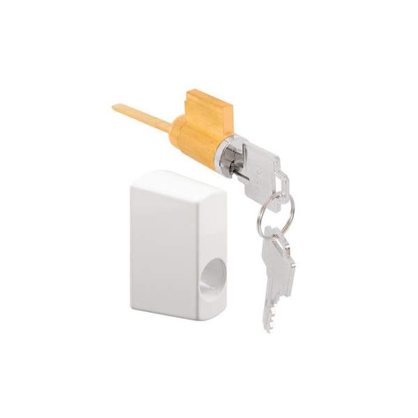 Prime-Line Sliding Door Keyed Locking Unit in White Diecast, 1-3/4 in ...