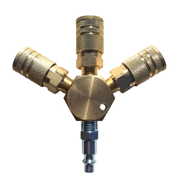 Primefit 3-Way HEX Manifold w/ 3 Couplers, Plug M1406-5 | Zoro