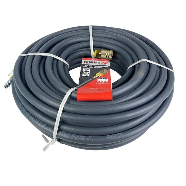 Primefit 1/4in x 100 Foot Premium Rubber Push Lock Air Hose with ...