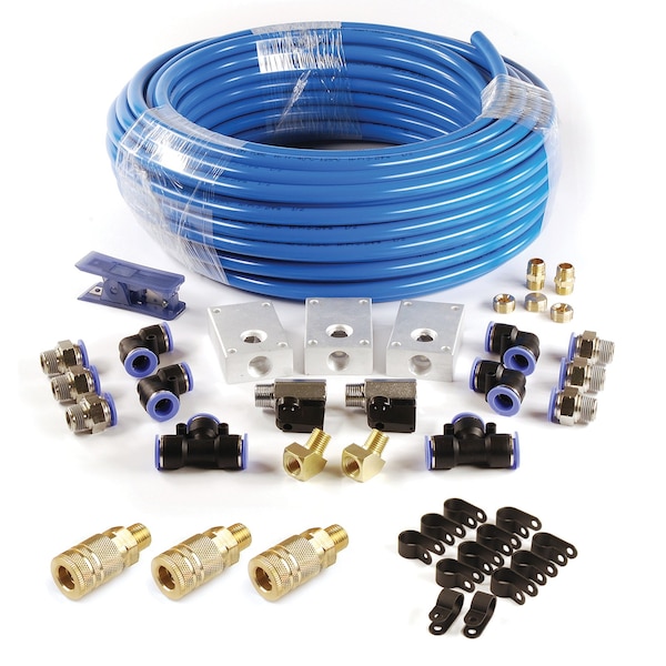 Primefit 30 Piece Push to Connect Air Tubing Kit with 100Ft Tubing and ...