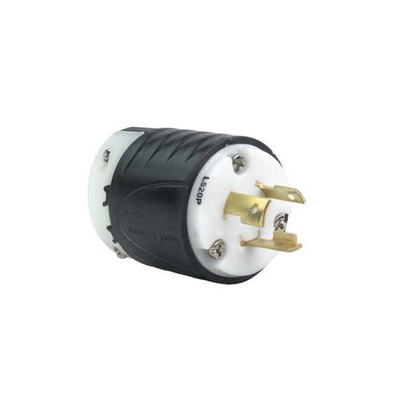 Pass & Seymour Turnlok Locking Plug, 2 -Pole, 20 A, 125 V, Male, IP20 ...