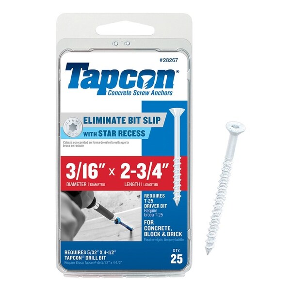 Tapcon Tapcon Concrete Screw, 2 3/4 in L 28267 | Zoro